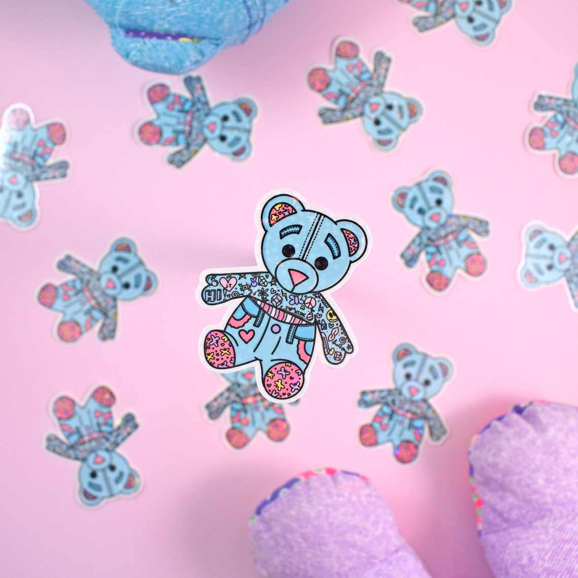 Drawable Bear Holographic Overlay Sticker - Etsy