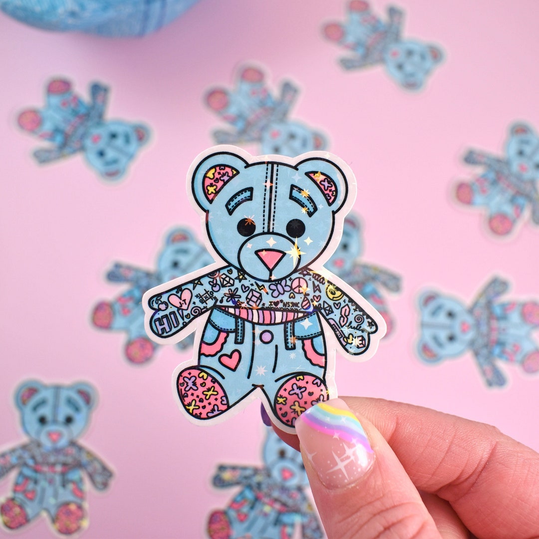 Drawable Bear Holographic Overlay Sticker - Etsy