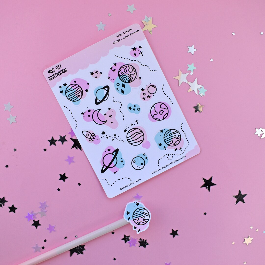 Solar System Sticker Sheet - Neon Summer - SE007 - Etsy