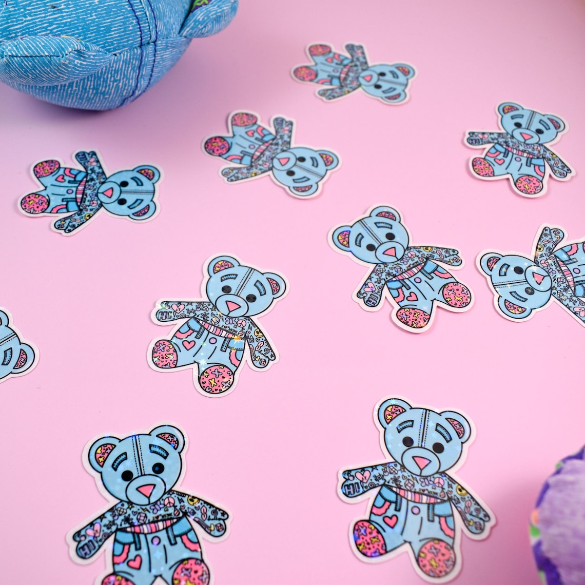 Drawable Bear Holographic Overlay Sticker - Etsy