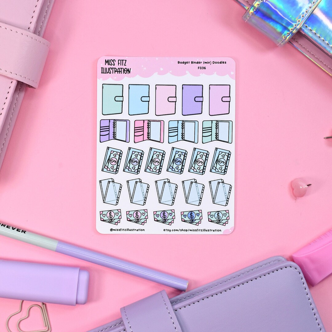 Budget Binder (mix) Doodles Planner Stickers - F036 - Etsy