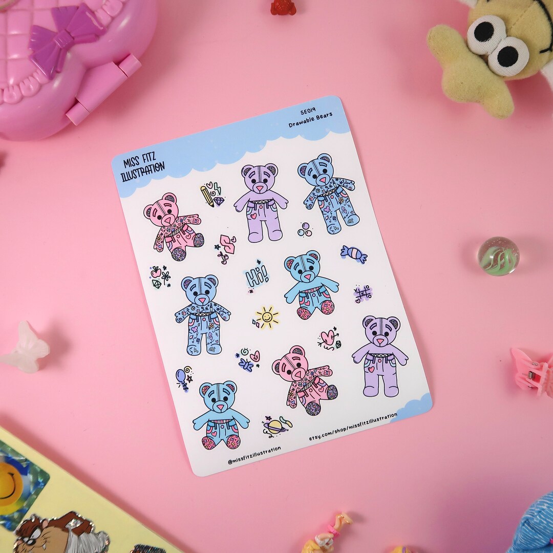 Drawable Bears Sticker Sheet - SE019 - Etsy