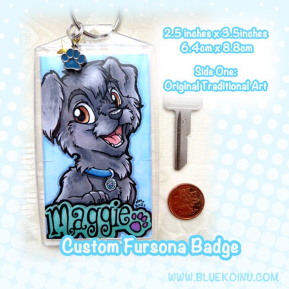 CUSTOM Acrylic Fursona Badge Drawing & Illustration Art & Collectibles ...