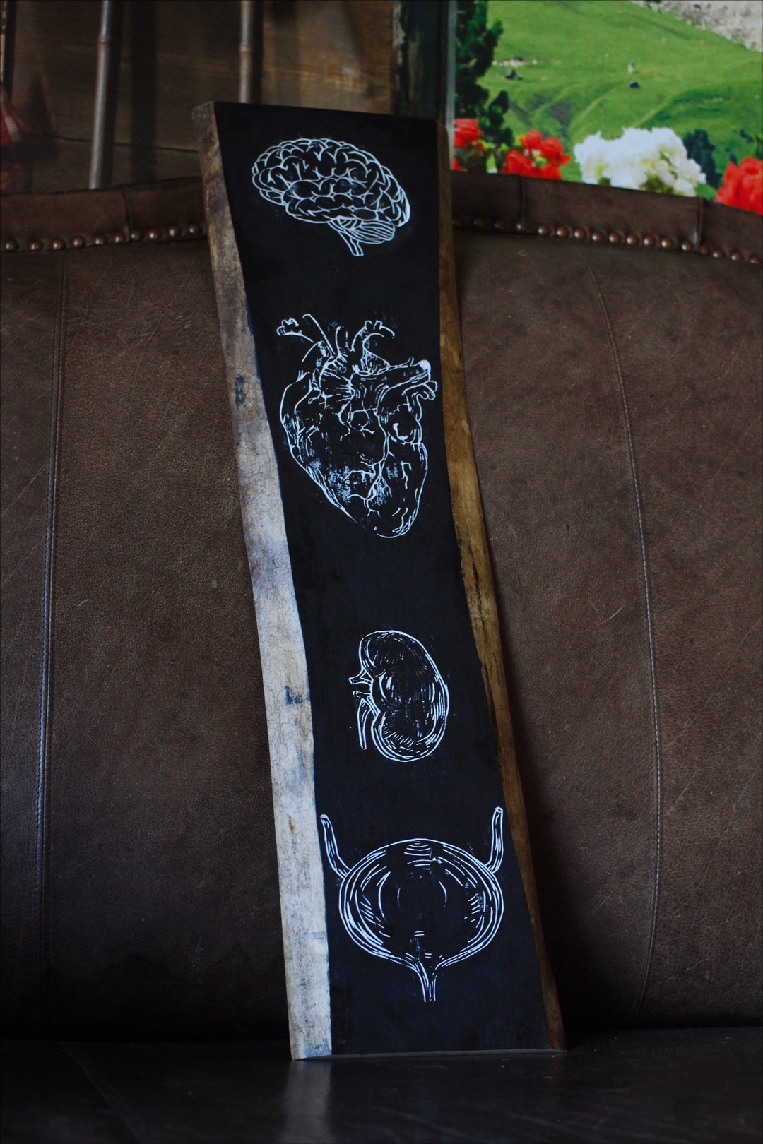 Medical Art Wall Hanging/ Organs/ Anatomy/ Woodcut/ Black and White ...