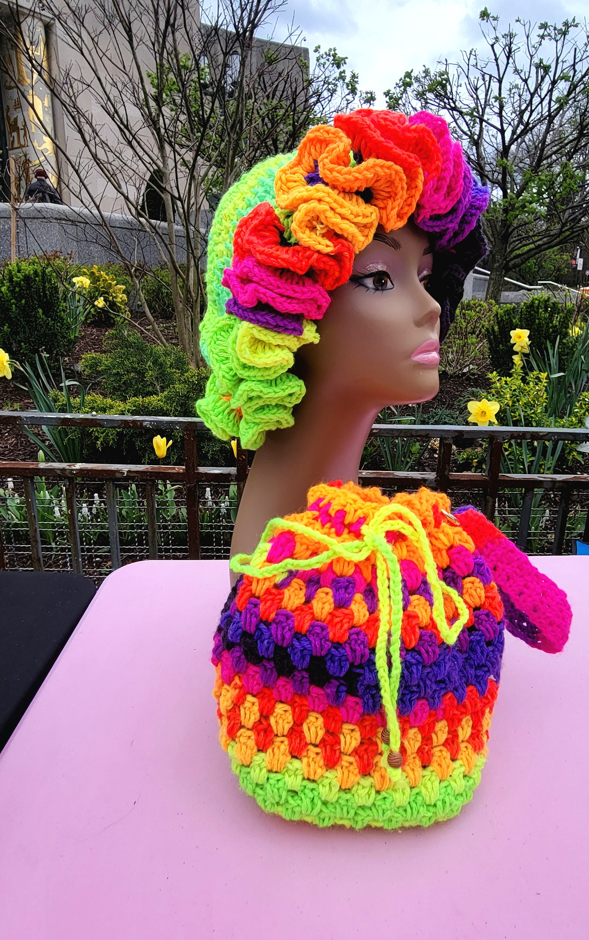 Bright Stripe Bucket Hat and Pouch - Etsy