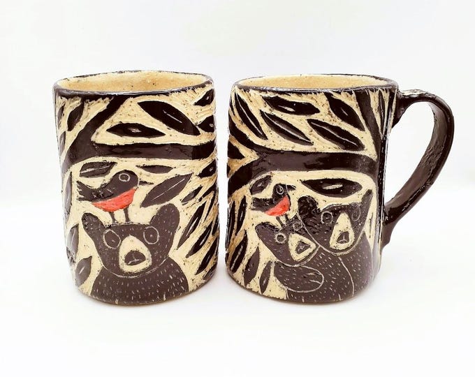 Rustic Pottery, Hand Made Mug, Tumbler, Large Capacity, Ceramic, Bear ...