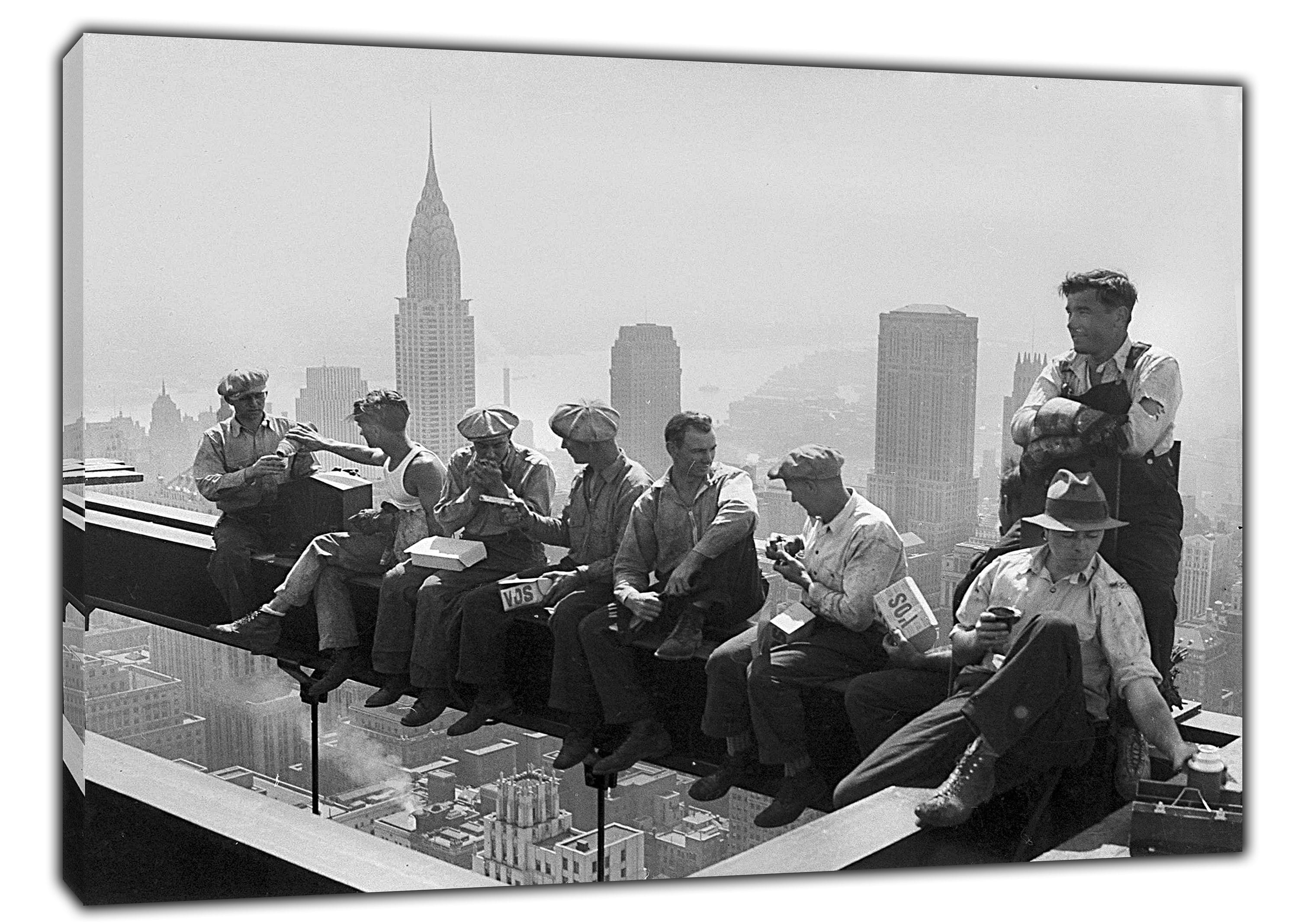 1900s Skyscraper Workers Having Break Picture Print on Framed Canvas ...