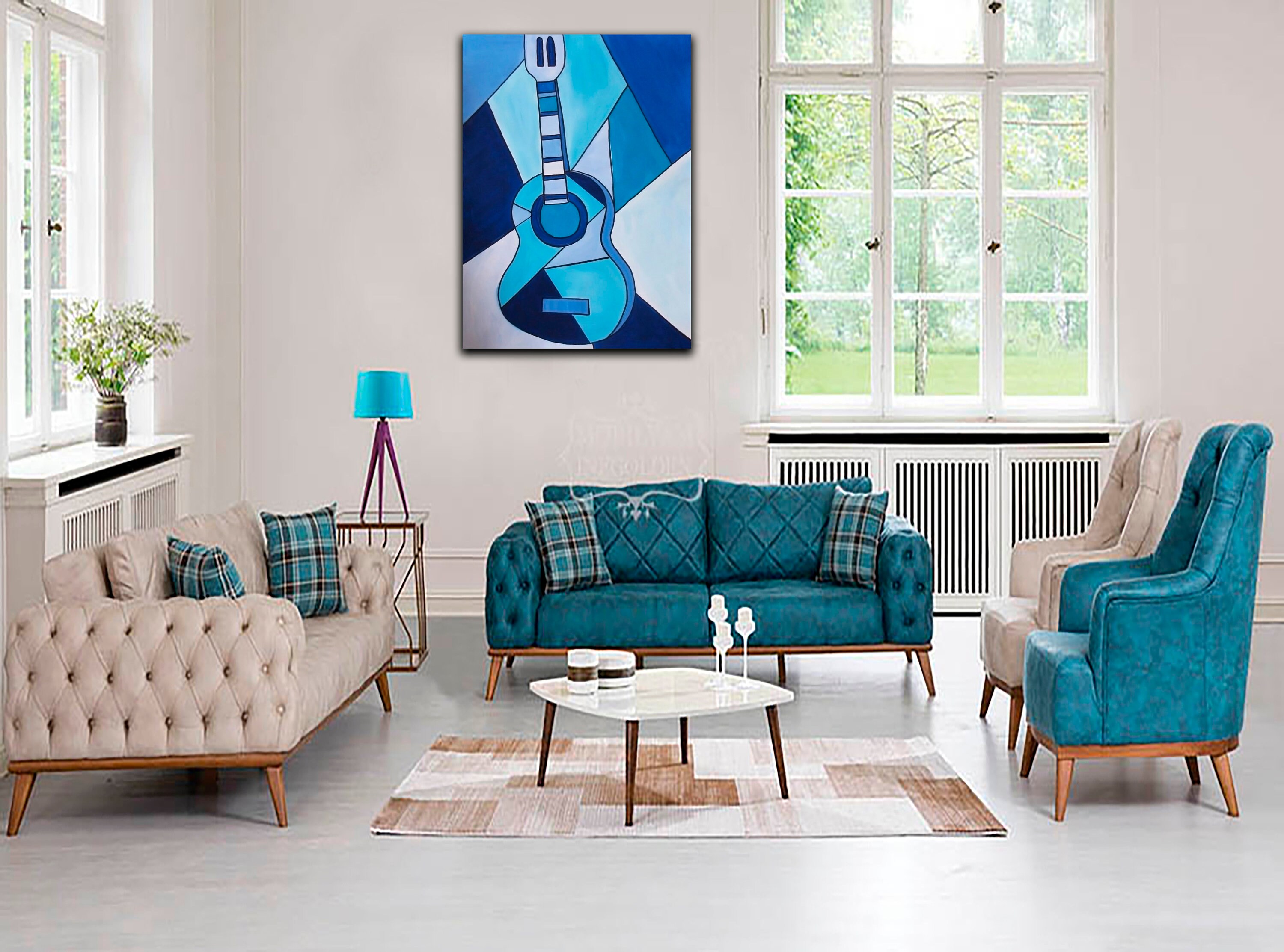 Blue Guitar Cubit Paint by Picasso Picture Print on Framed Canvas Wall ...