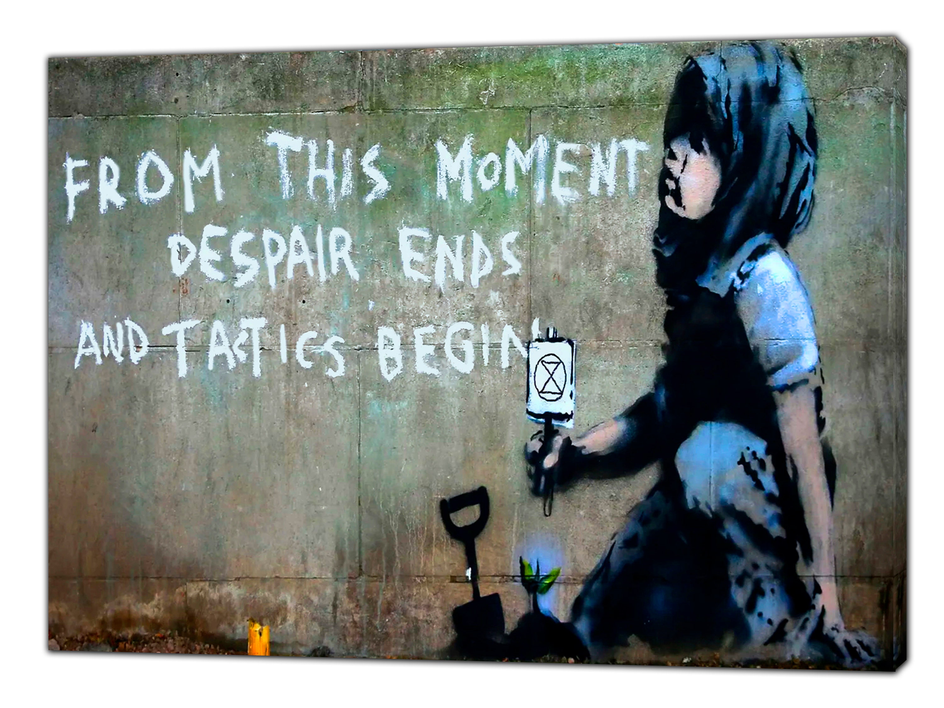 Banksy Rebellion Despair Ends Art Reprint on Framed Canvas Wall Art ...