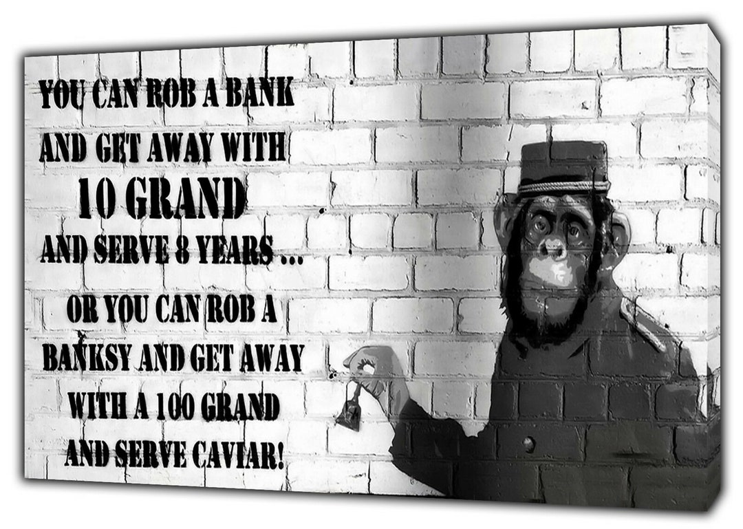 Banksy Rob a Bank Picture/photo Reprint on Framed Canvas Home Decor ...