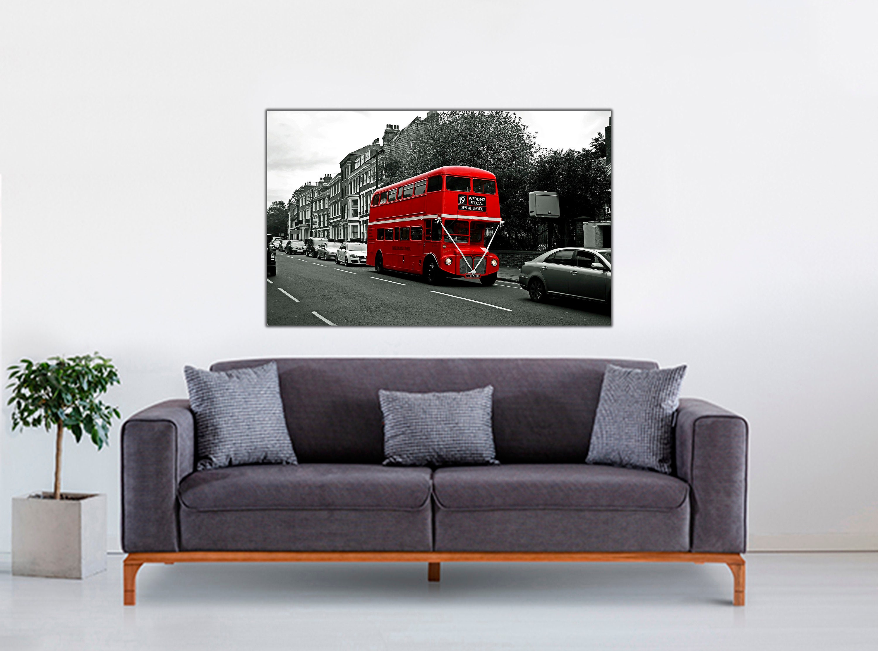 Vintage Wedding Red Bus Picture Print Framed Canvas Wall Art Homce ...