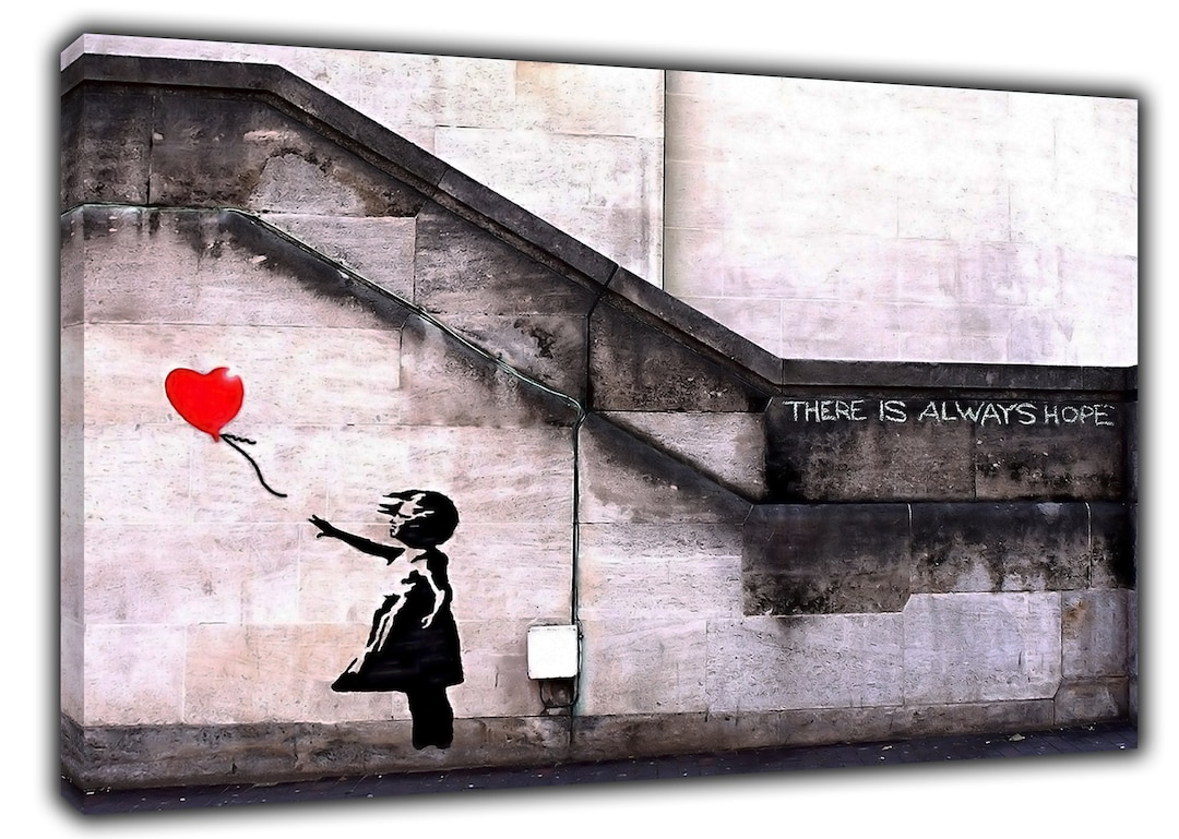 Banksy Balloon Girl Hope Paint Print on Canvas Photos Pictures Wall Art ...