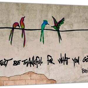 Banksy Just to Be Thankful Paint Picture Print on Framed Canvas Wall ...