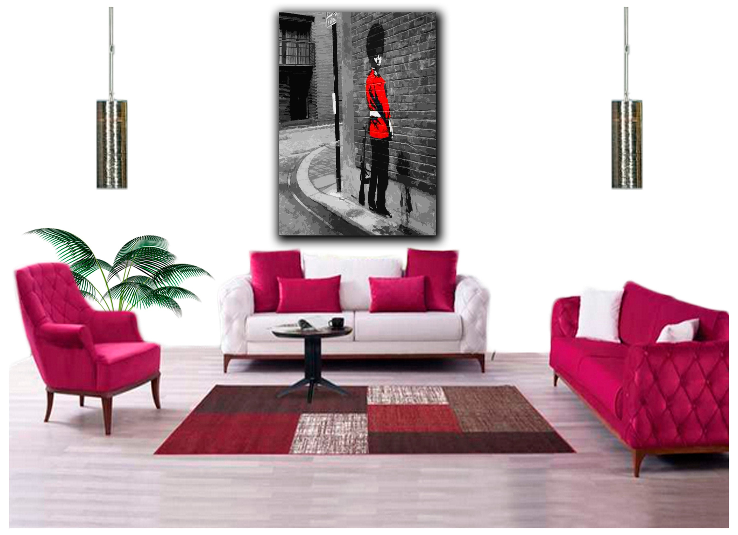 Banksy Queens Guard Wall Art Picture Print on Framed Canvas Home ...