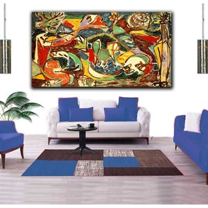 Jackson Pollock the Key Oil Paint Picture Re Print on Framed Canvas ...