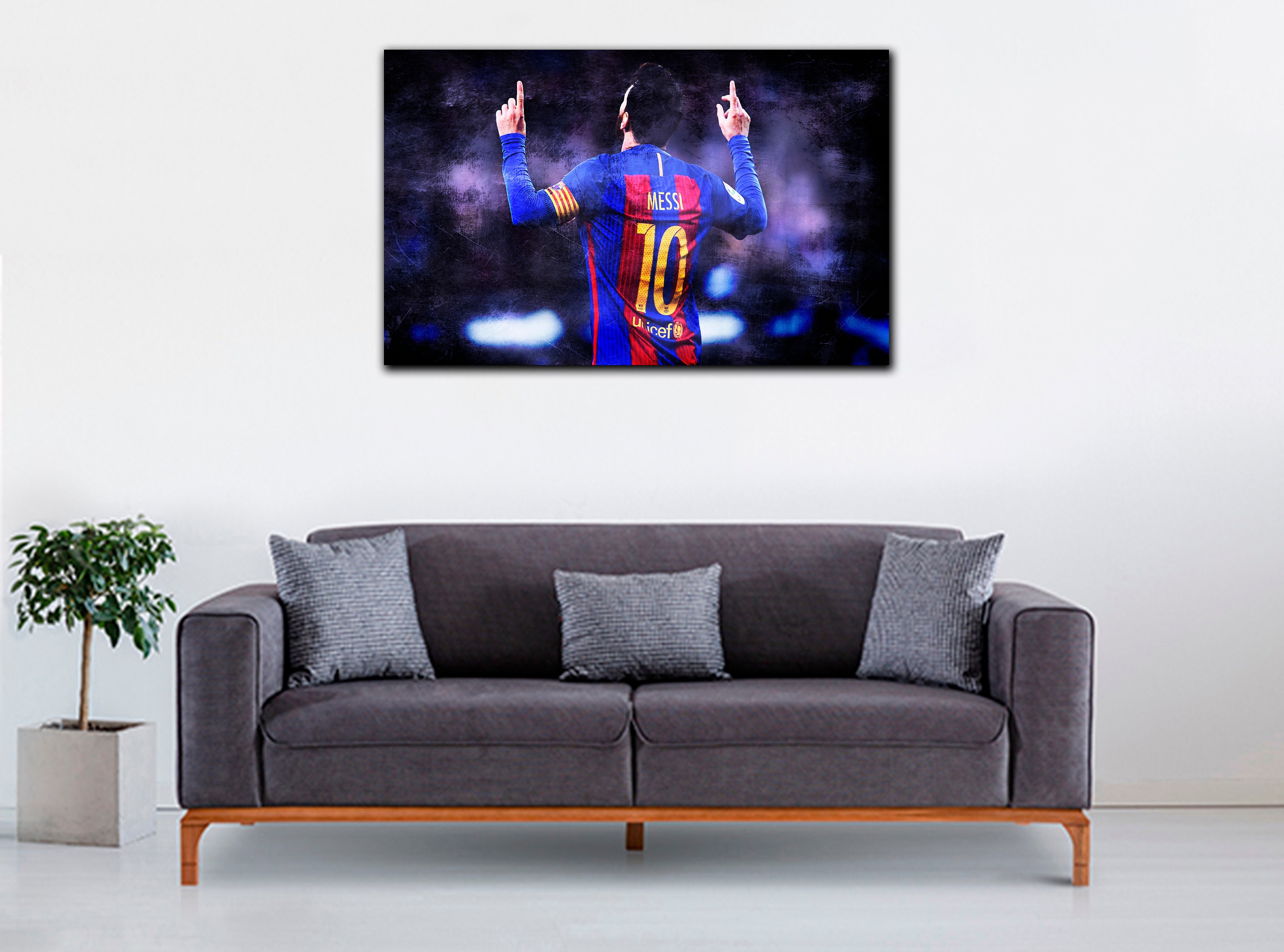 Lionel Messi Legend Footballer Picture Print Framed Canvas Wall Art ...