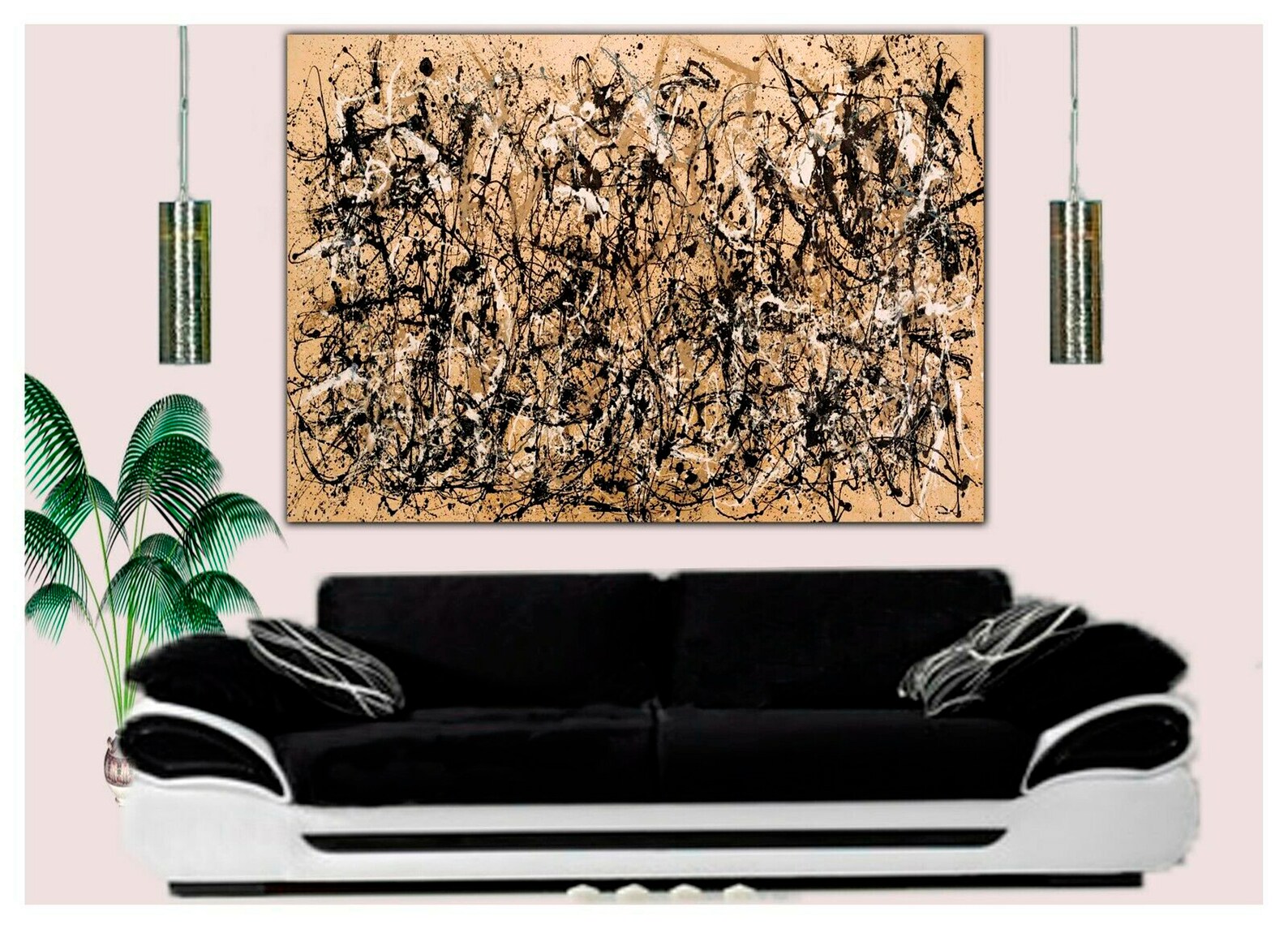 Jackson Pollock Number 31 Oil Paint Reprint Framed Canvas Wall Art Home ...