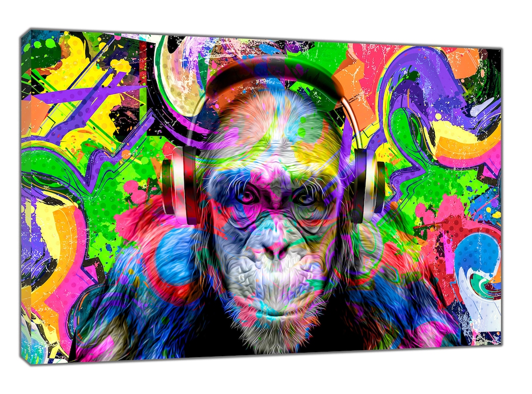 Coloré Artistique DJ singe coloré Éclaboussures de peinture Image ...