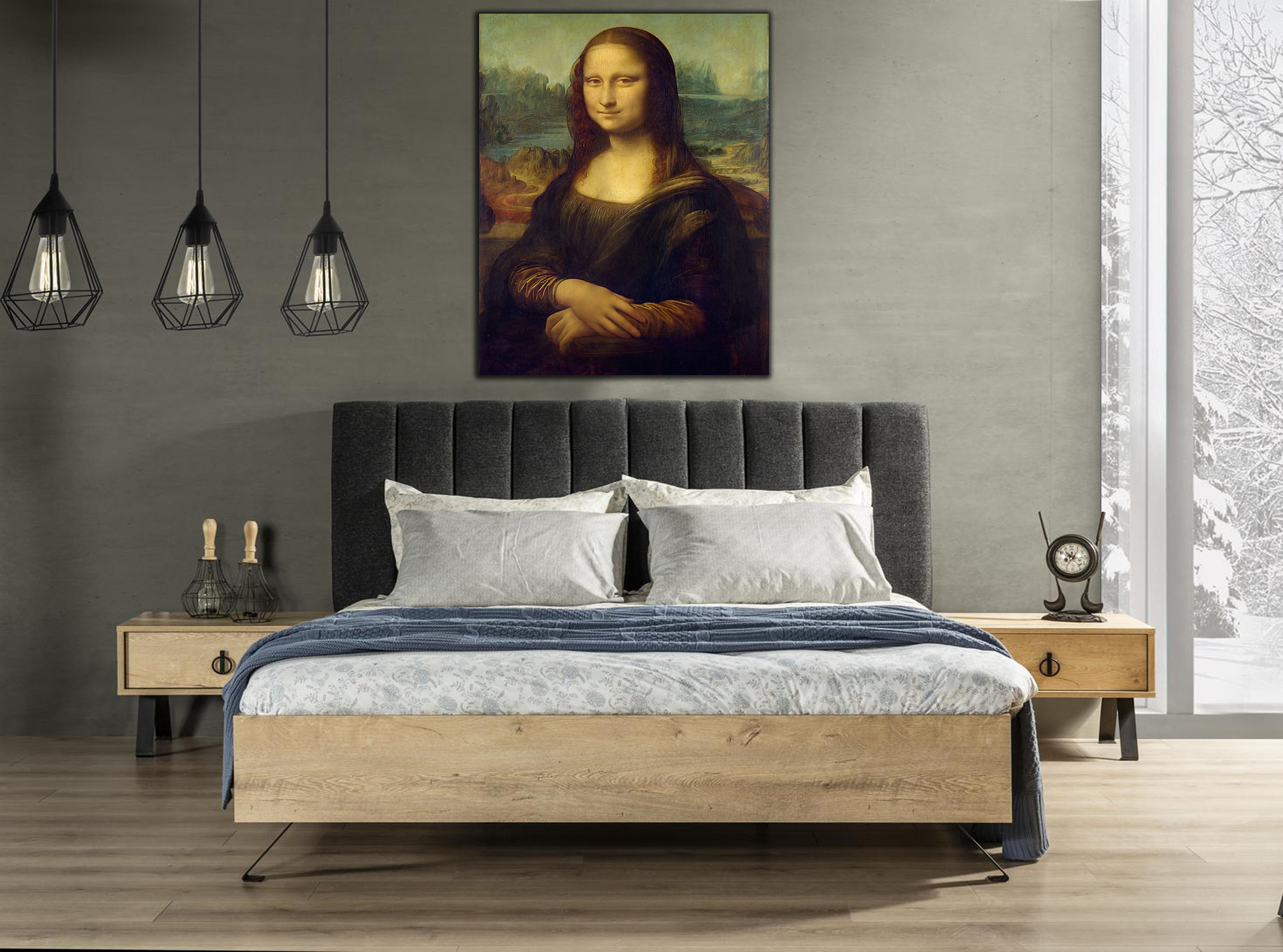 Mona Lisa Paint by Leonardo Davinci Print on Framed Canvas Picture Wall ...