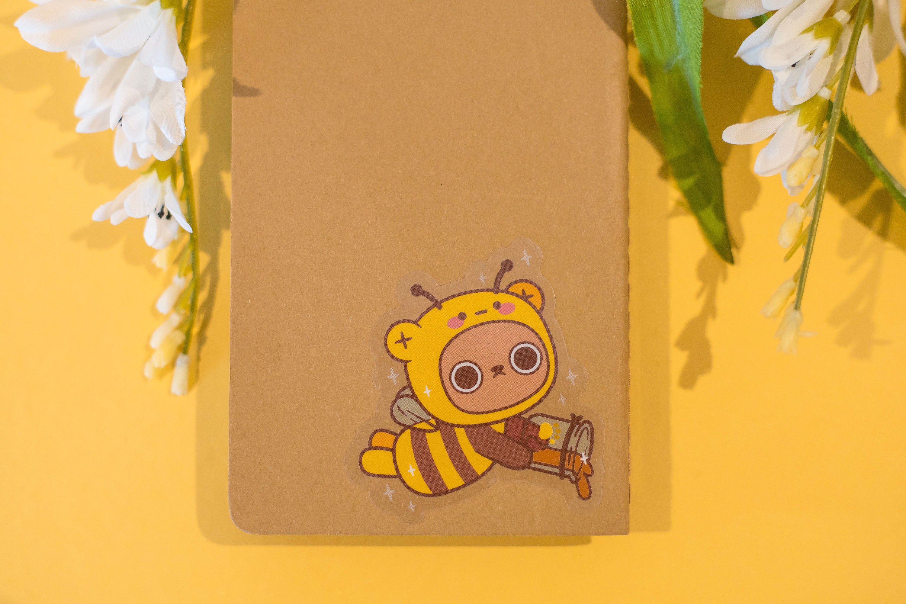 Cute Bee Bear Clear Transparent Vinyl Sticker | Etsy
