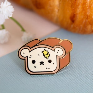Cute Bread Bear Hard Enamel Pin - Etsy