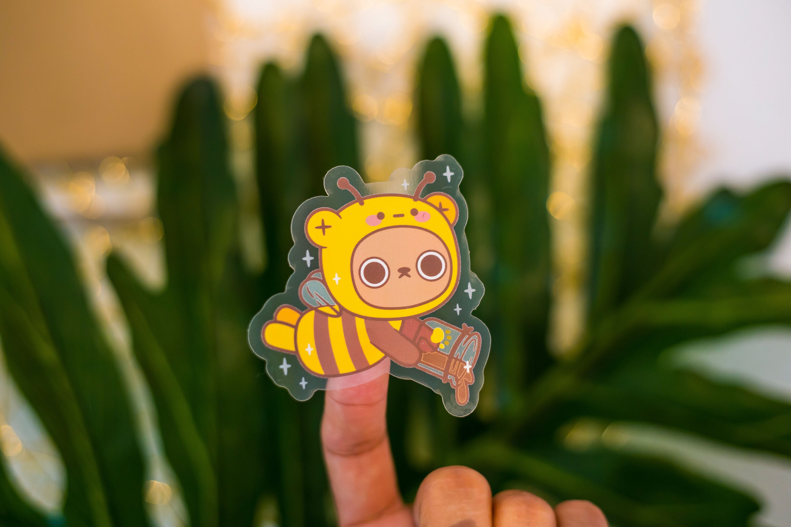 Cute Bee Bear Clear Transparent Vinyl Sticker | Etsy