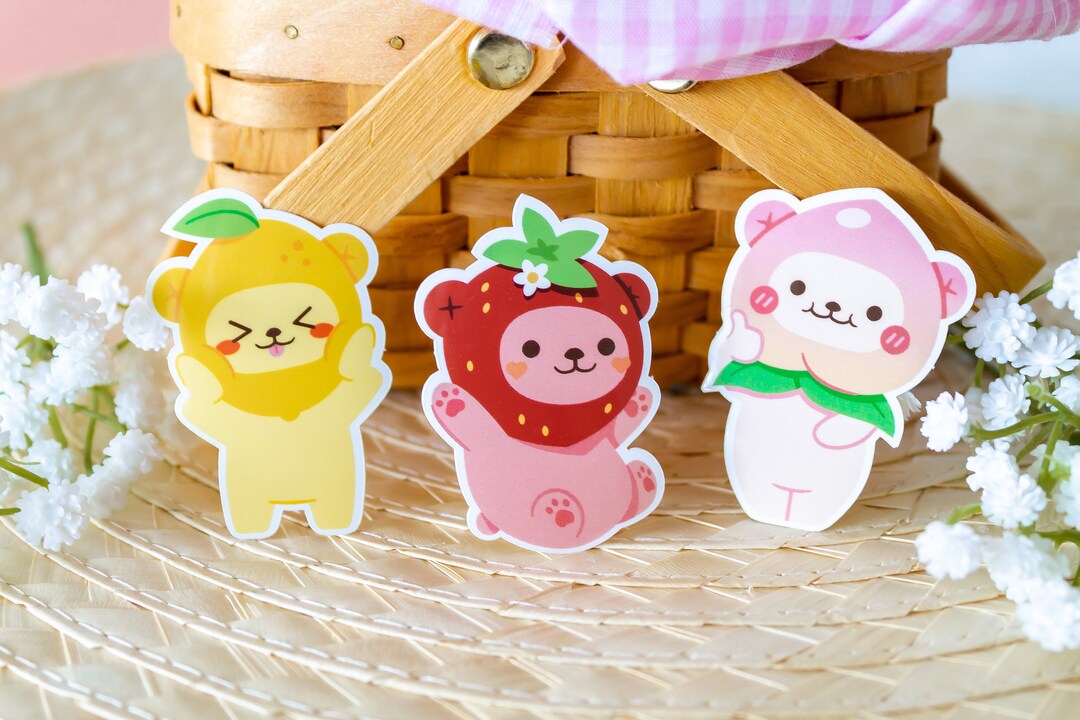 Cute Fruit Bears Vinyl Sticker Pack - Etsy