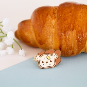 Cute Bread Bear Hard Enamel Pin - Etsy