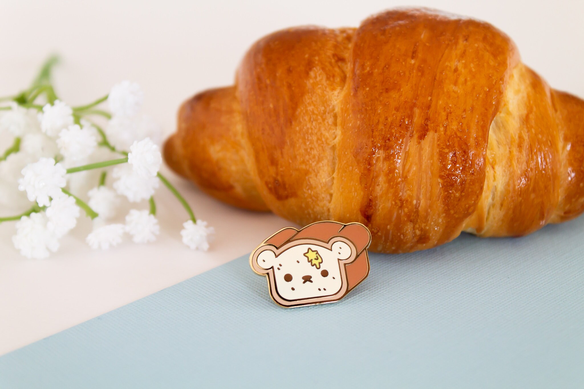 Cute Bread Bear Hard Enamel Pin - Etsy