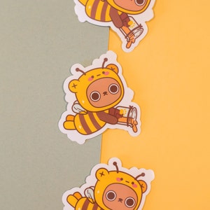 Cute Bee Bear Clear Transparent Vinyl Sticker - Etsy