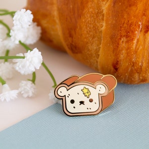 Cute Bread Bear Hard Enamel Pin - Etsy