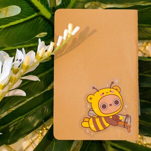 Cute Bee Bear Clear Transparent Vinyl Sticker - Etsy
