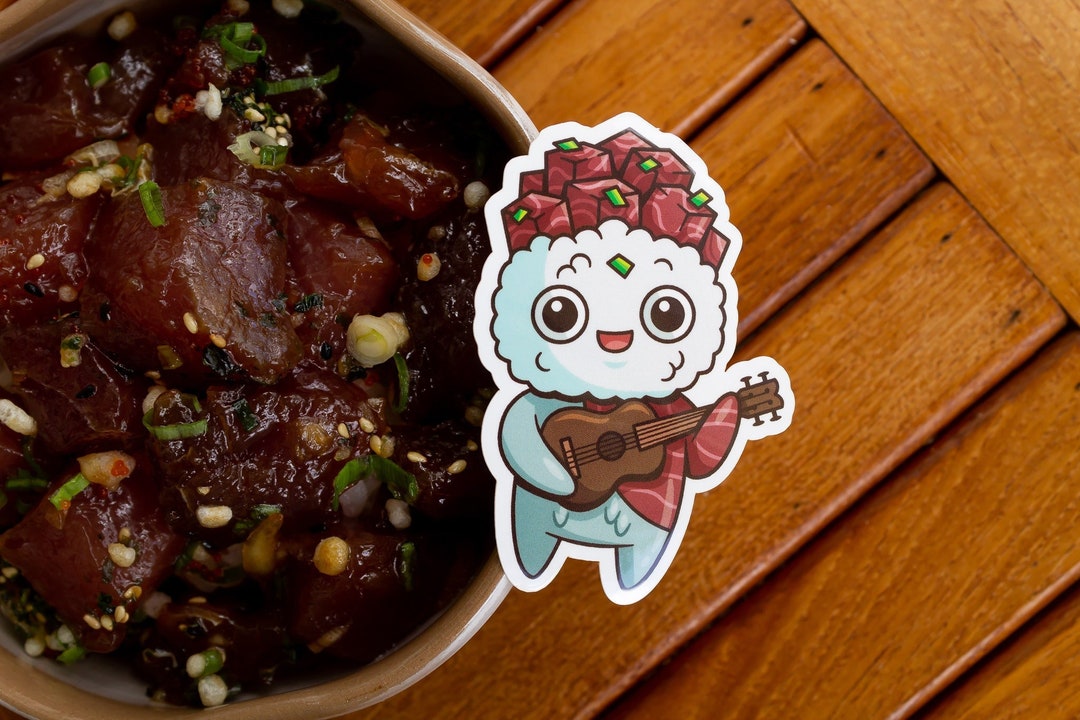 Hawaii Ukulele Poke Bowl Vinyl Sticker - Etsy