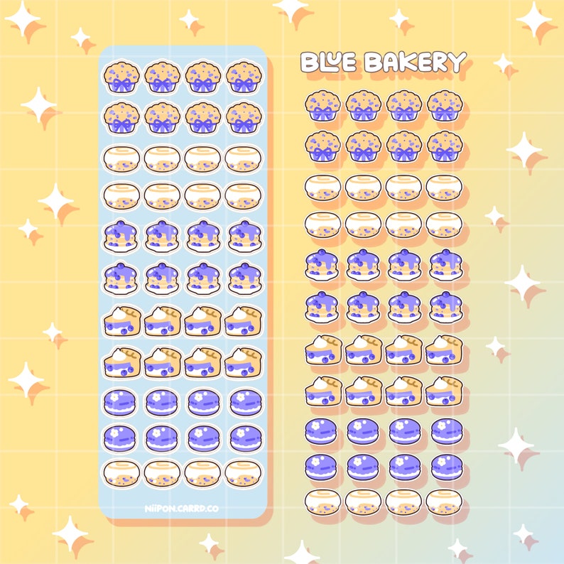 Blueberry Bakery Sticker Sheet, Kawaii Journal Decor, Cute Anime ...