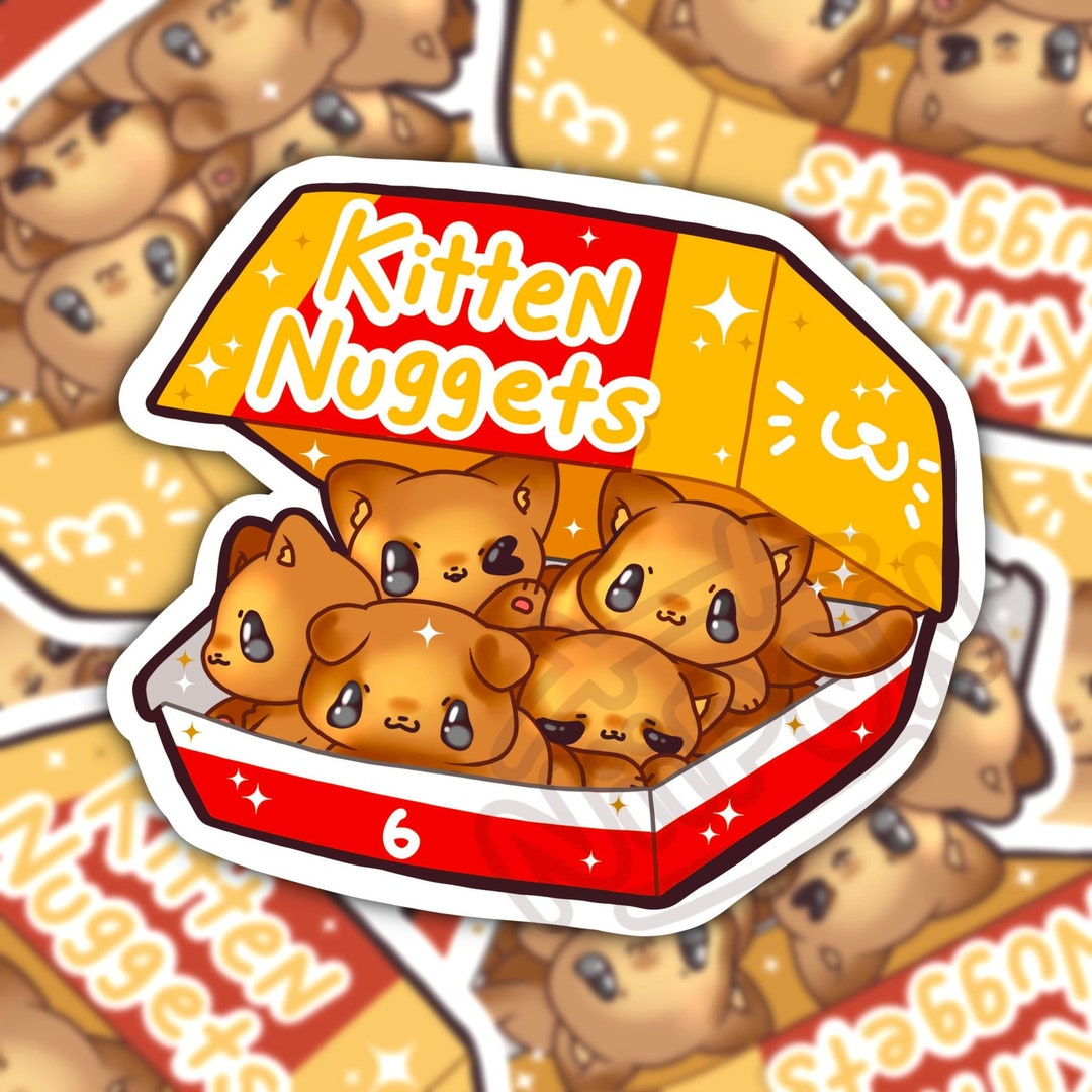 Kitten Nuggets Vinyl Sticker, Kawaii Cat Sticker, Cute Fast Food ...
