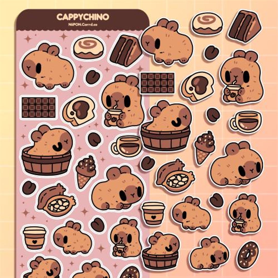 Capybara Sticker Sheet, Kawaii Journal Decor, Cute Anime Notebook ...