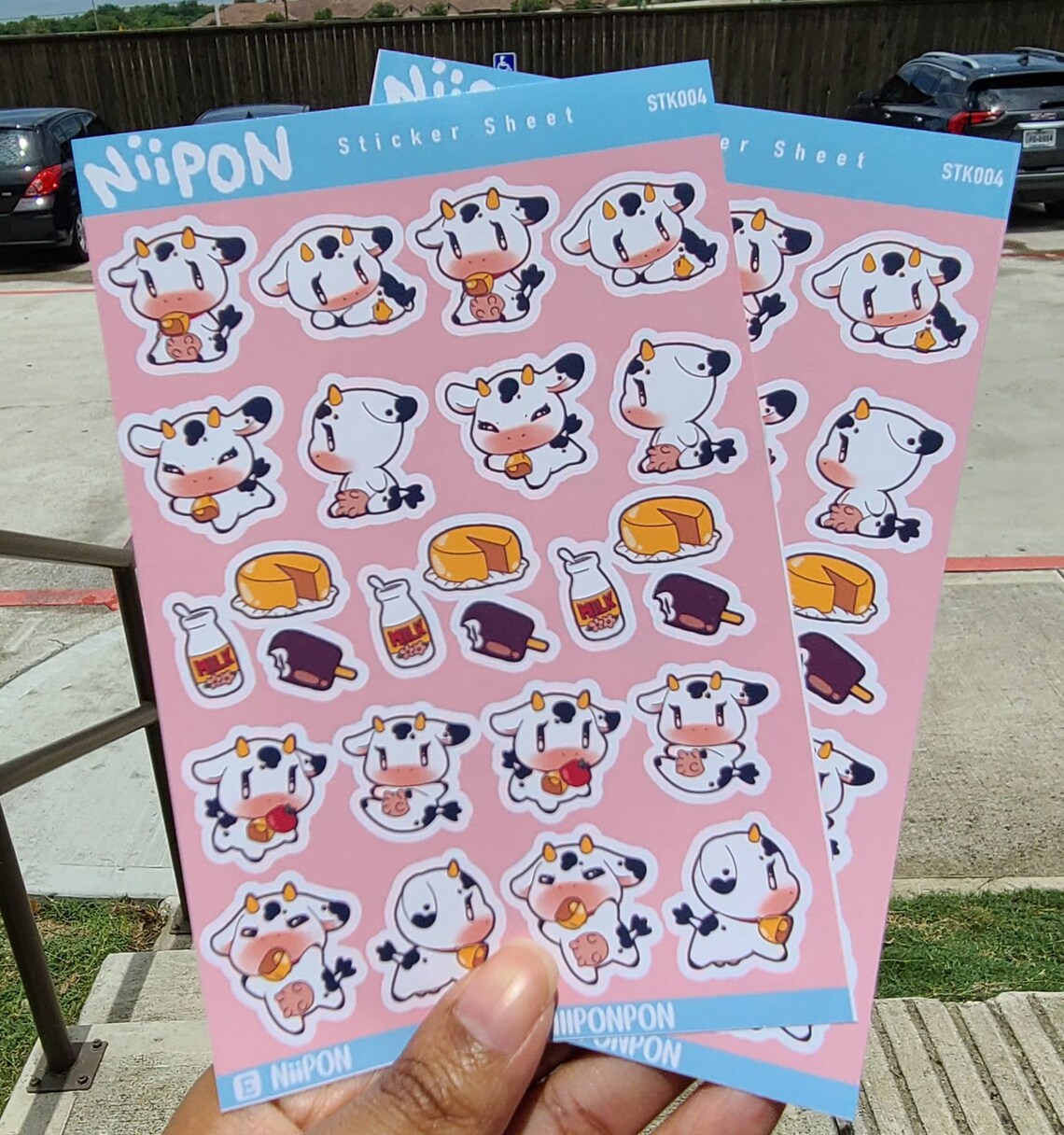 Cute Cow Glossy Sticker Sheet Strawberry Cow Vinyl Sticker - Etsy