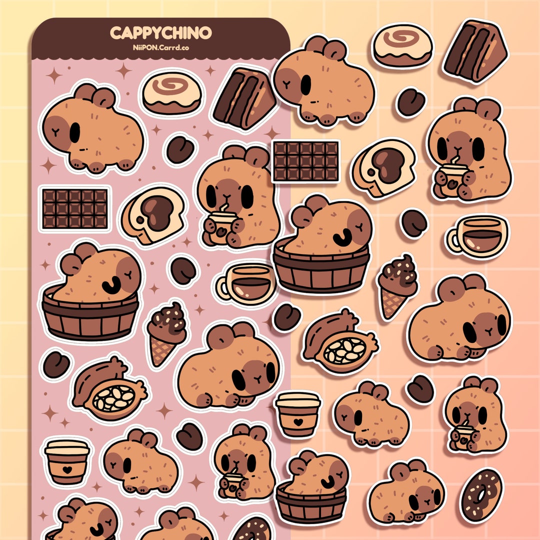 Capybara Sticker Sheet, Kawaii Journal Decor, Cute Anime Notebook ...