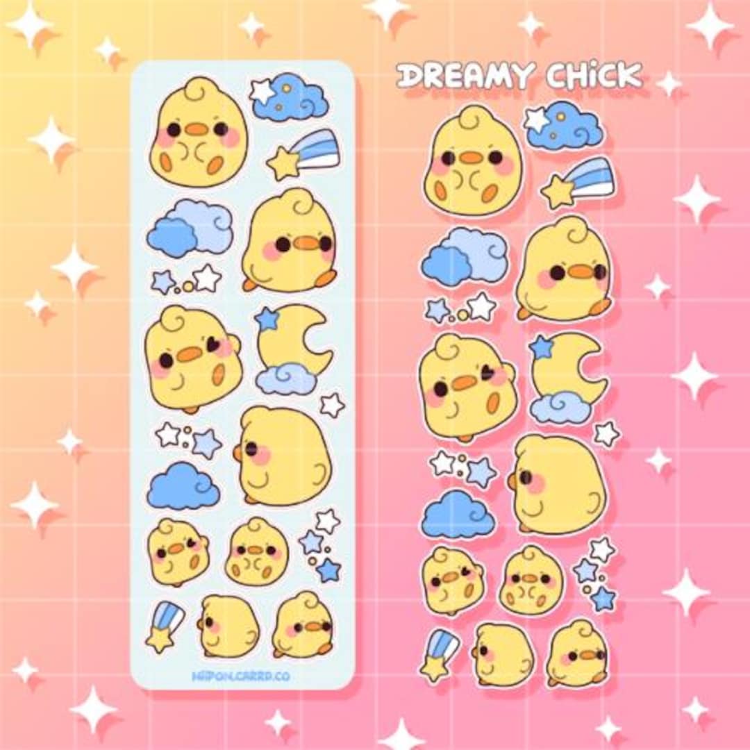 Chicken Sticker Sheet, Kawaii Journal Decor, Cute Anime Notebook Decals ...