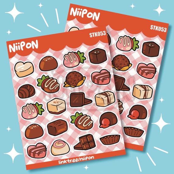 Valentines Day Chocolates Sticker Sheet Gift for Her Kawaii | Etsy