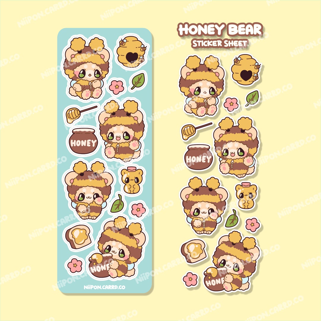 Bear Cub Sticker Sheet, Kawaii Journal Decor, Cute Anime Notebook ...