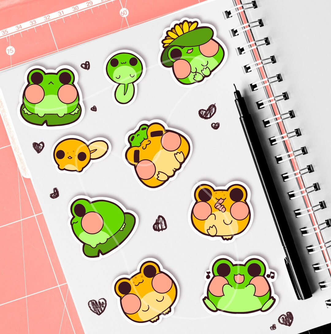 Frog N Toad Vinyl Sticker Set (9 Stickers),, Frog Charm, Sticker Pack ...