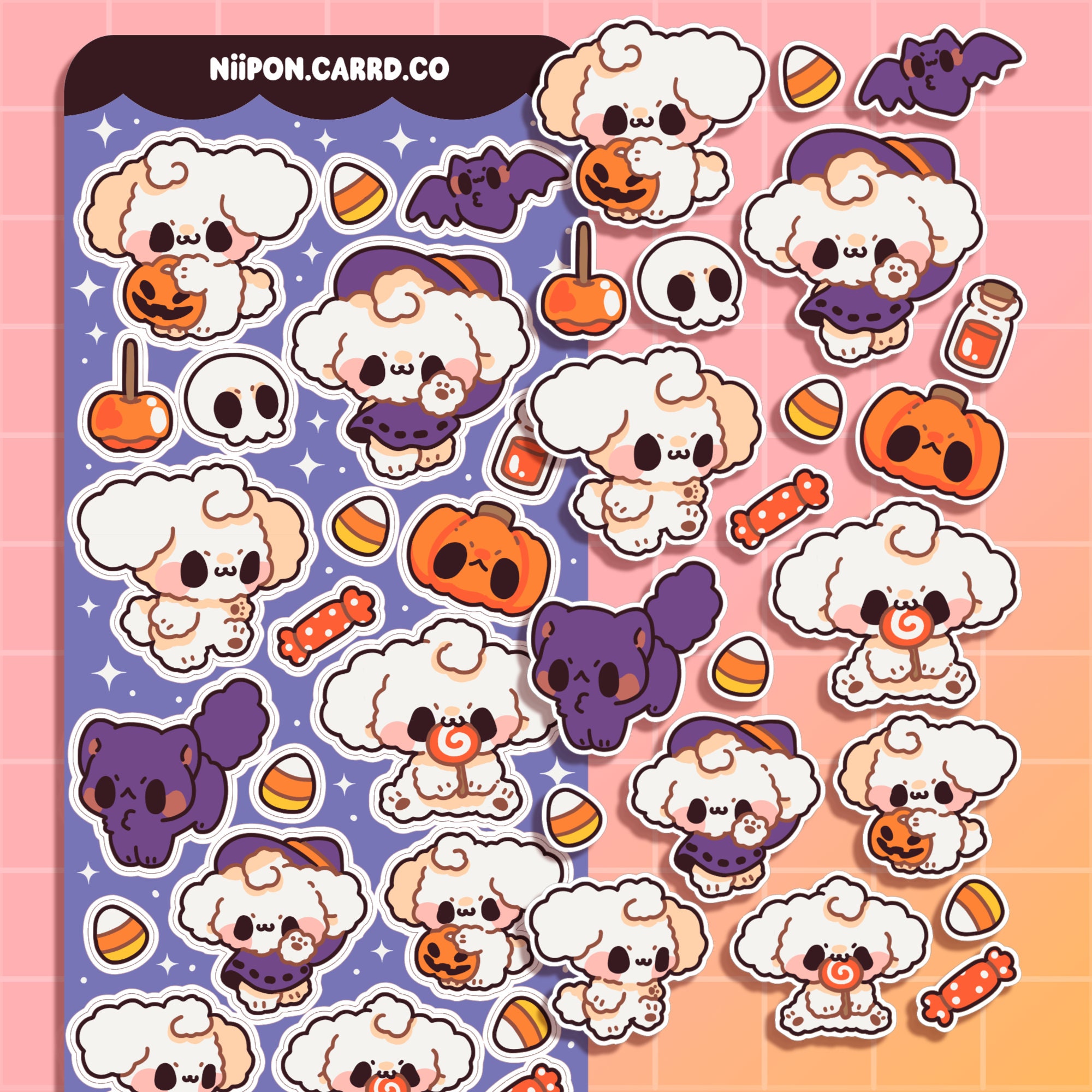 Trick or Treat Sticker Sheet, Kawaii Journal Decor, Cute Anime Notebook ...