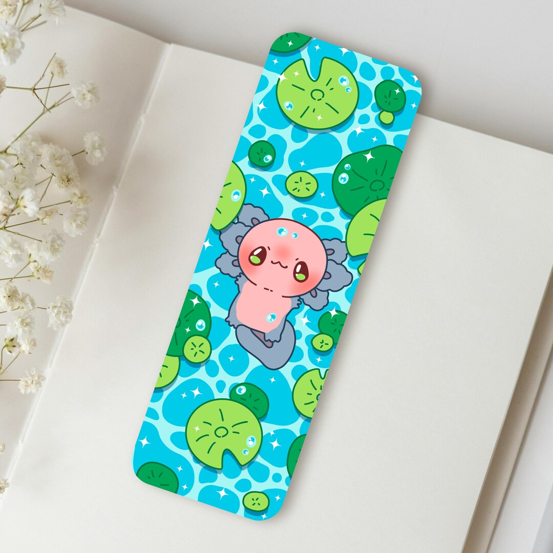 Axolotl Bookmark, Kawaii Mud Puppy, Pink Chibi, Niipon, Cute Bookworm ...