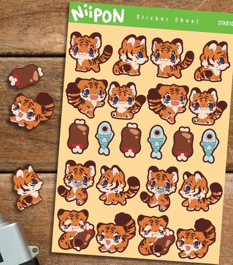 Cute Tiger Sticker Sheet Kawaii Sticker Yami Kawaii Sticker - Etsy