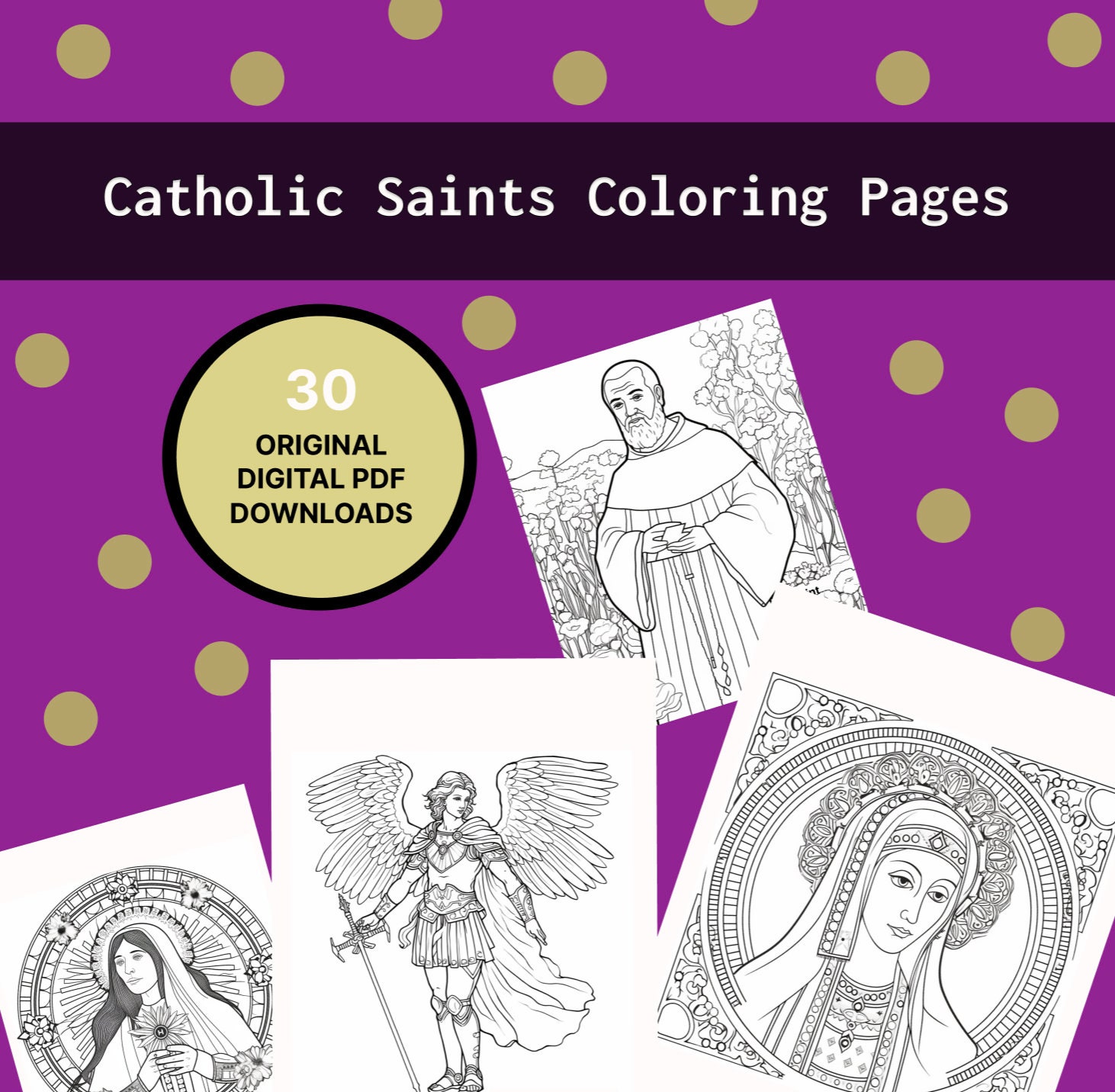 Catholic Saints Coloring Pages: 30 Catholic Saints | Digital Coloring ...