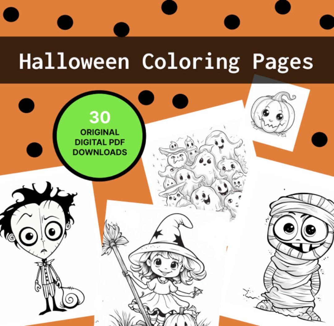 Halloween Coloring Pages: 30 Spooky Cute Halloween Designs | Digital ...