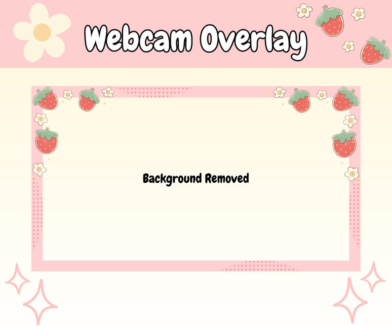 Cute Pink Strawberry Twitch Overlay | Kawaii Girly Stream Frame ...
