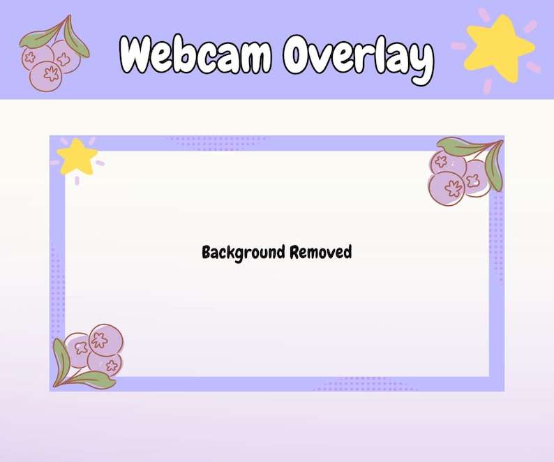 Cute Purple Blueberry Webcam Overlay – Kawaii Stream Facecam Frame PNG ...