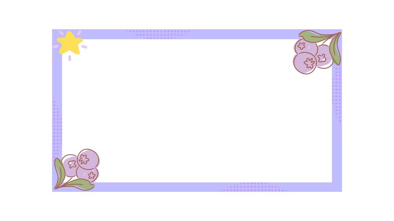 Cute Purple Blueberry Webcam Overlay – Kawaii Stream Facecam Frame PNG ...